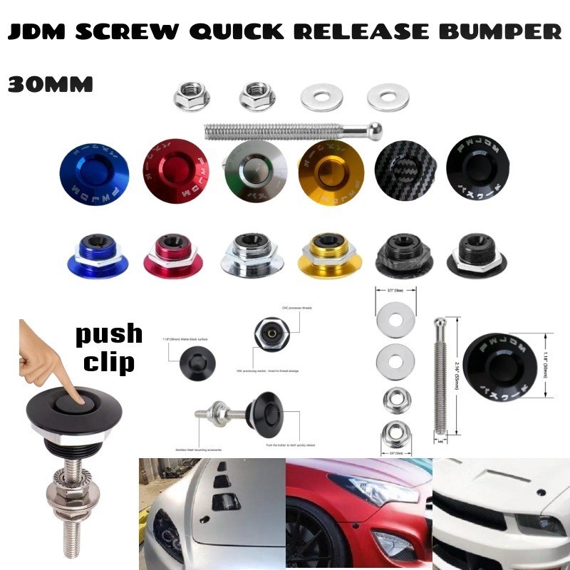 NEW JDM Car Quick Release Latch Push Button Hood Pin Lock Bumper Clip ...