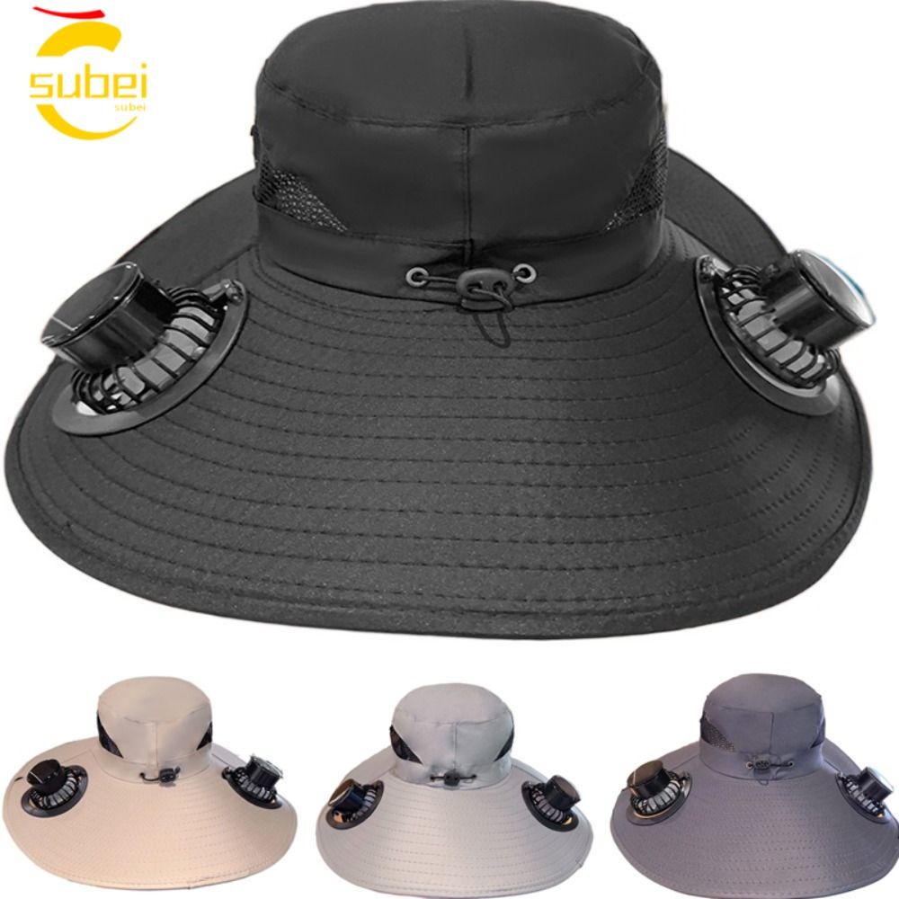 SUBEI1 Rechargeable Sun Hat, Wide Brim Large Eave Fan Hat, High Quality ...