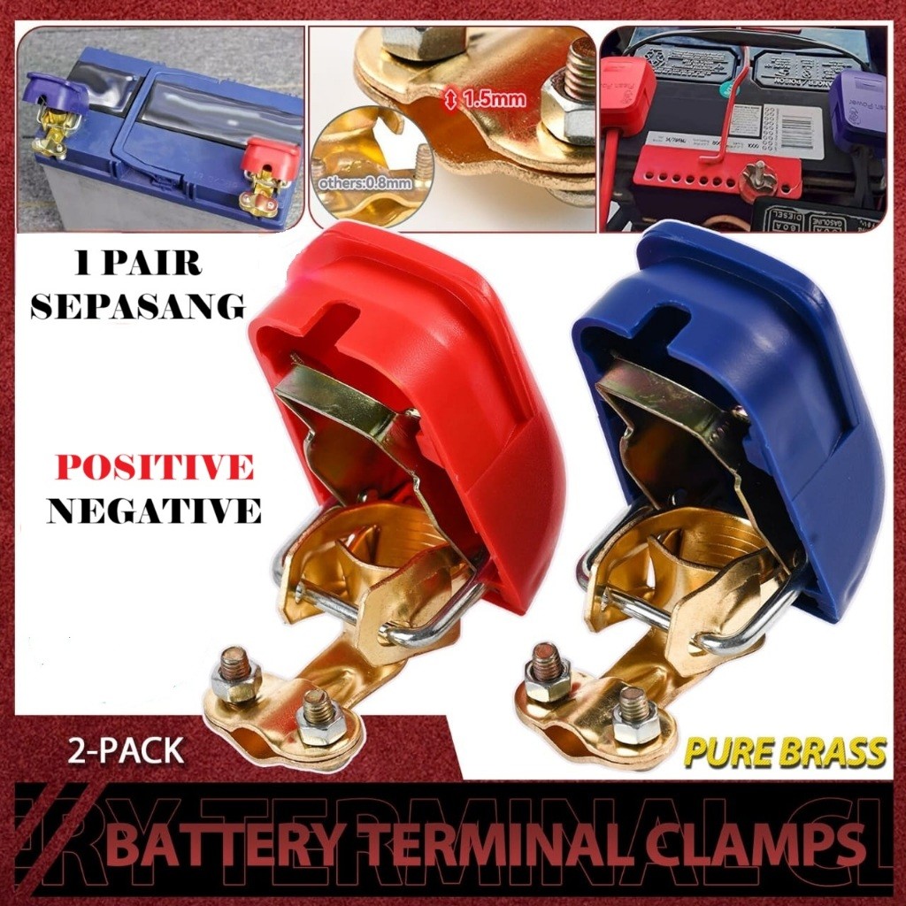 2Pc Car Battery Cover Terminal Clamp Gauge Terminals Positive Negative ...