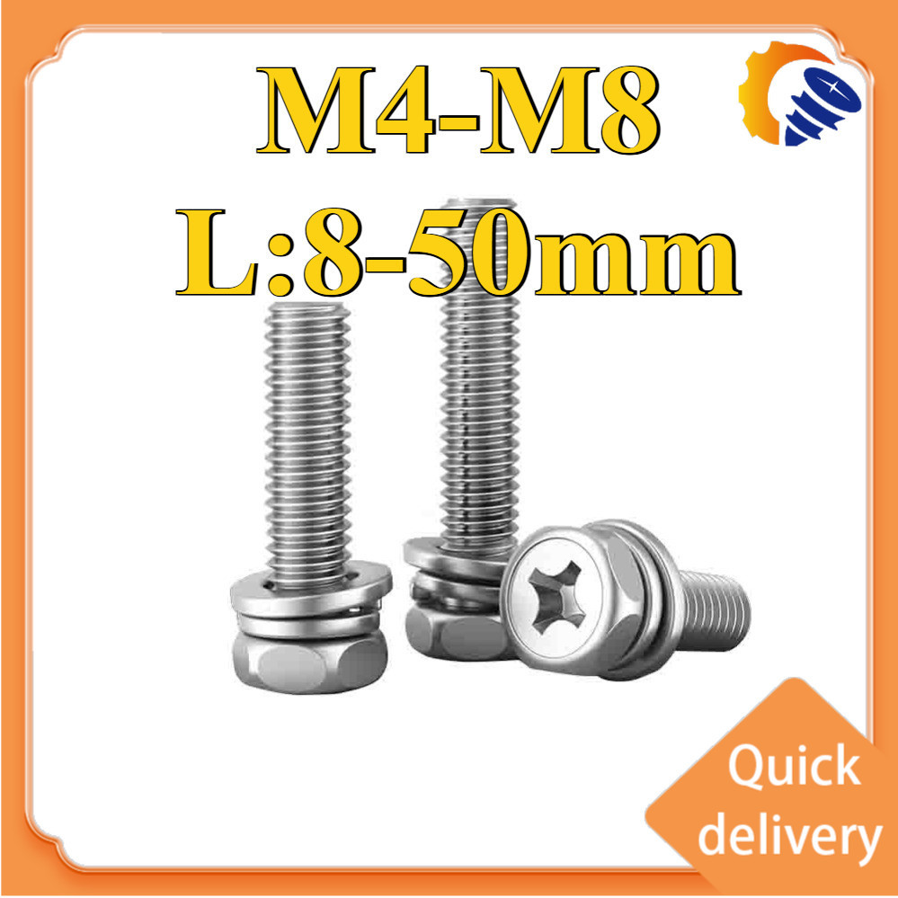 Sems Screw Cross Recessed Phillips Hex Head screw Stainless Steel 316 ...