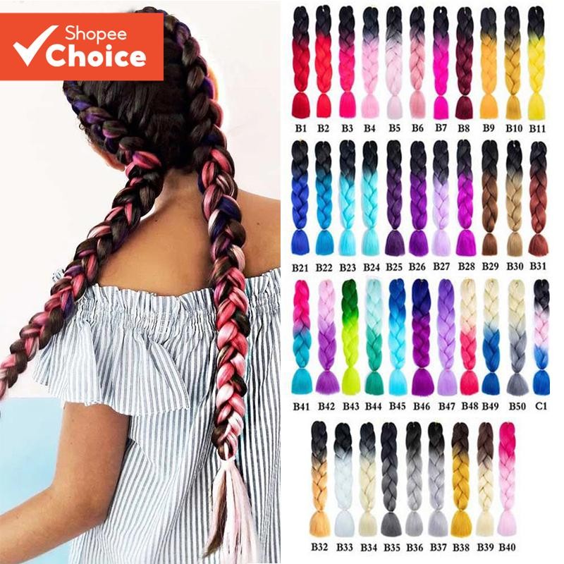 NEW 24 Inches Colorful Jumbo Braided Synthetic Crochet Braid Hair ...