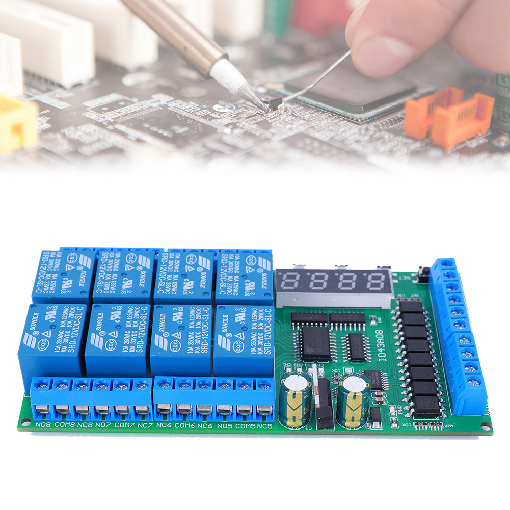 DC 12V 8 Channels Time Switch Relay Module Delay Timer Switch Board Timing Cycle Interlock Self ...