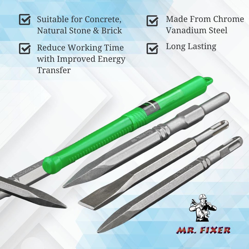 YOURI Hex Head Chisel Bit for Electric Demolition Hammer Hacker (Flat ...