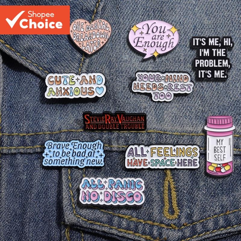 Colorful Text "My Best Self" Enamel Brooch Funny Short Sentence ...
