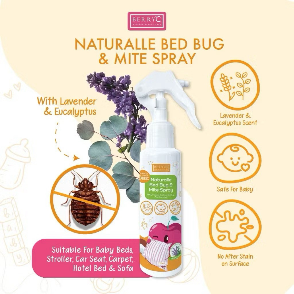 BerryC Naturalle Bed Bug & Mite Spray (100ml) NATURAL Baby Bed Bug ...