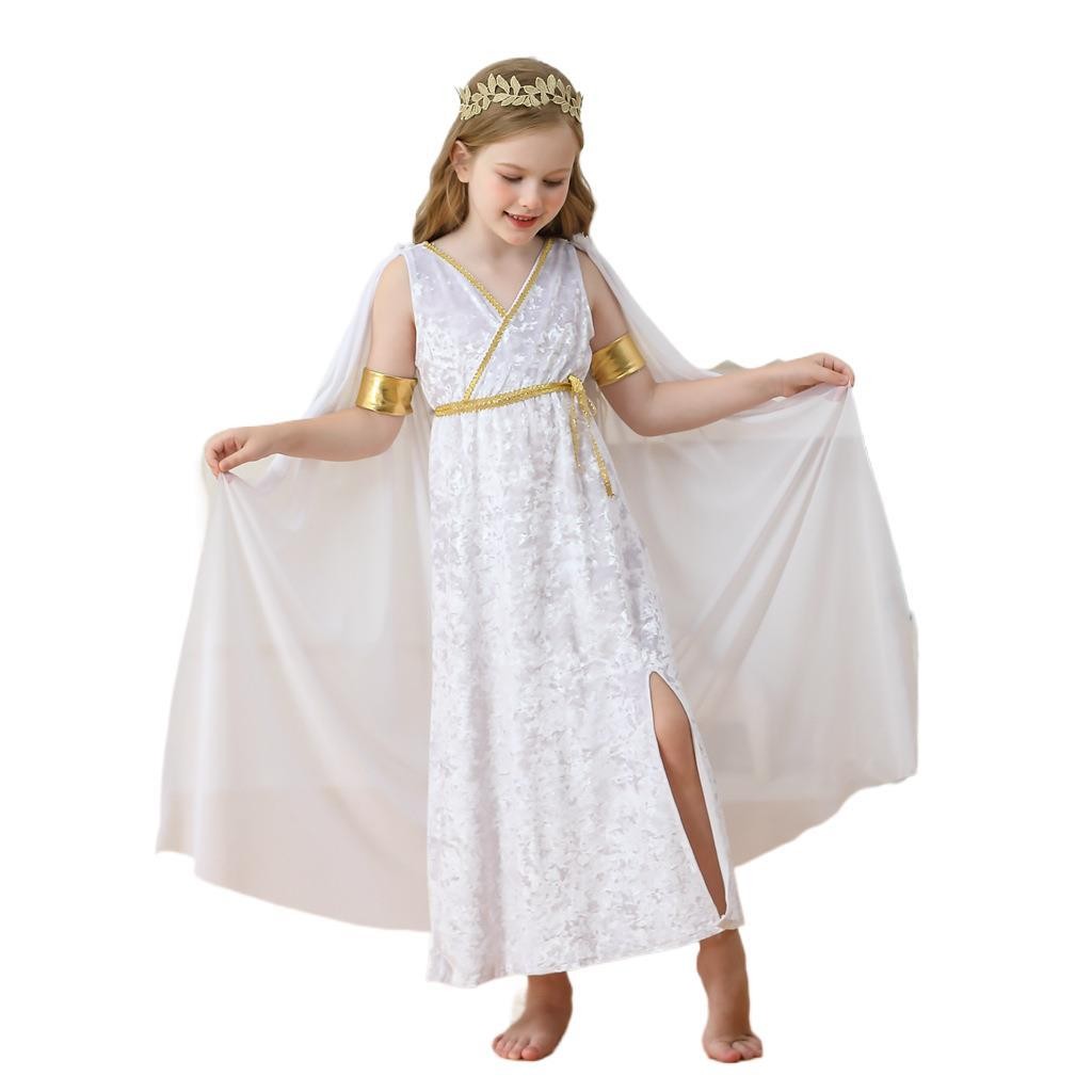 Halloween Children's Costume Greek Myth Athena Ancient Roman Girls Toga ...