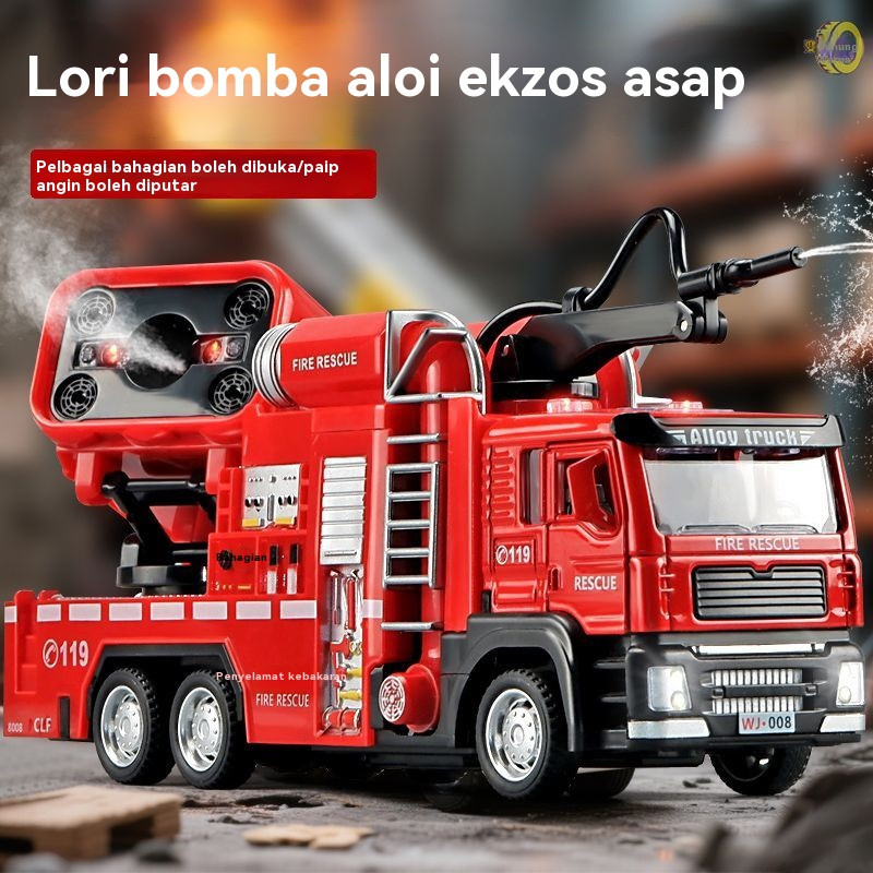 Alloy Fire Truck Water Spray Toy Children Water Tank Truck Model ...