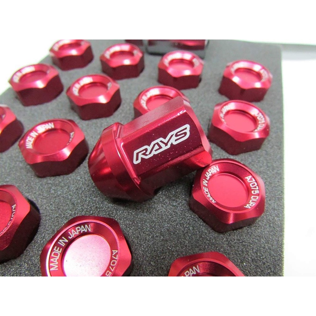RAYS Duralumin Lock & Nut Set L32 for 4H Wheels M12×1.25 Red Anodized ...