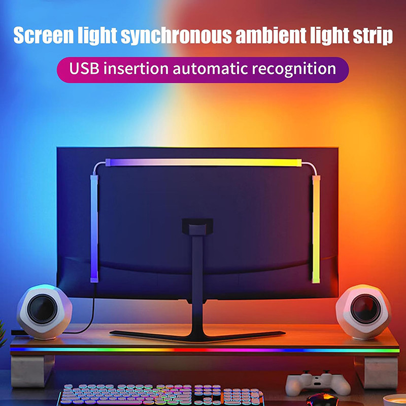 BCF USB 5V Computer Screen Synchronized RGB Light Strip, Monitor LED ...