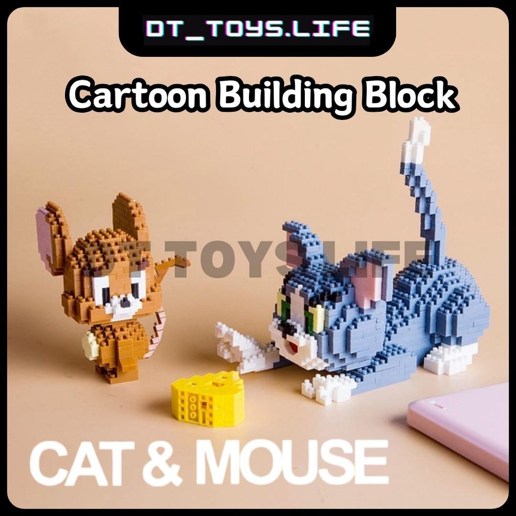 DIY Cartoon Puzzle Tom and Jerry Building Blocks Mini Micro Bricks Kids ...