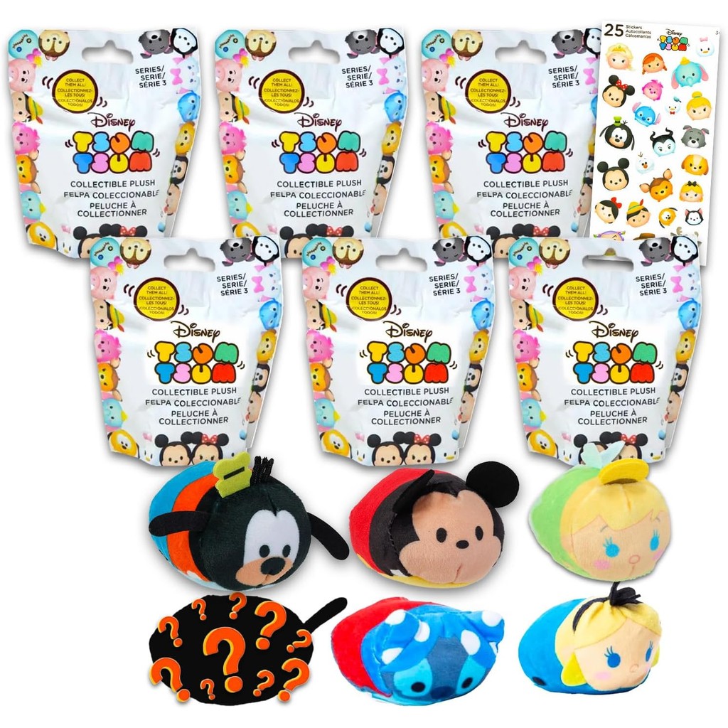 Disney Tsum Tsum Plush Blind Bags Set - Bundle with 6 Tsum Tsum Mini ...