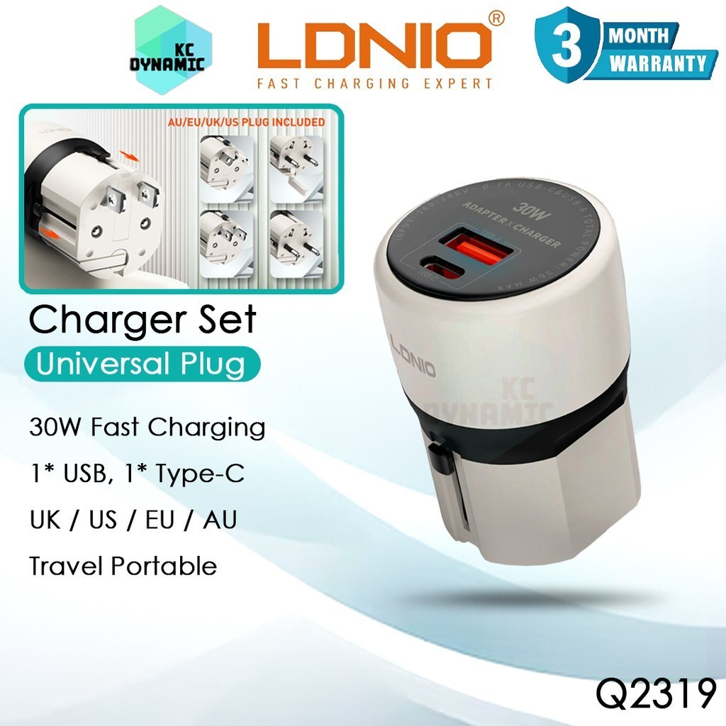 LDNIO Q2319 30W Universal Charger Set 30W Fast Charging Charger Adapter ...