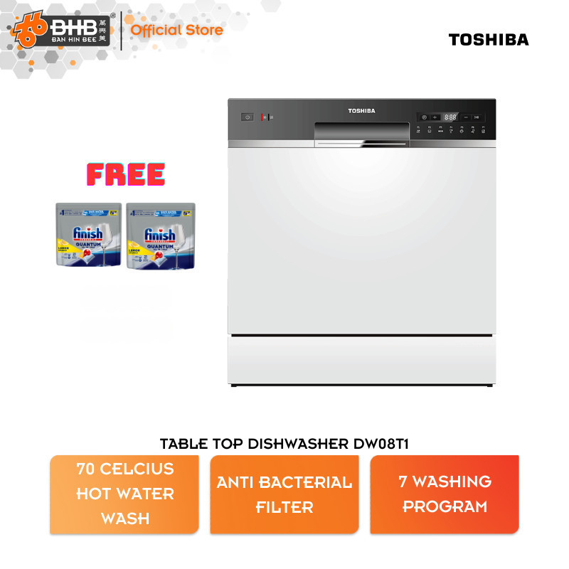 Toshiba Table Top Dishwasher DW-08T1 / DW-08T3(S)-MY 8 Place Setting 8L ...