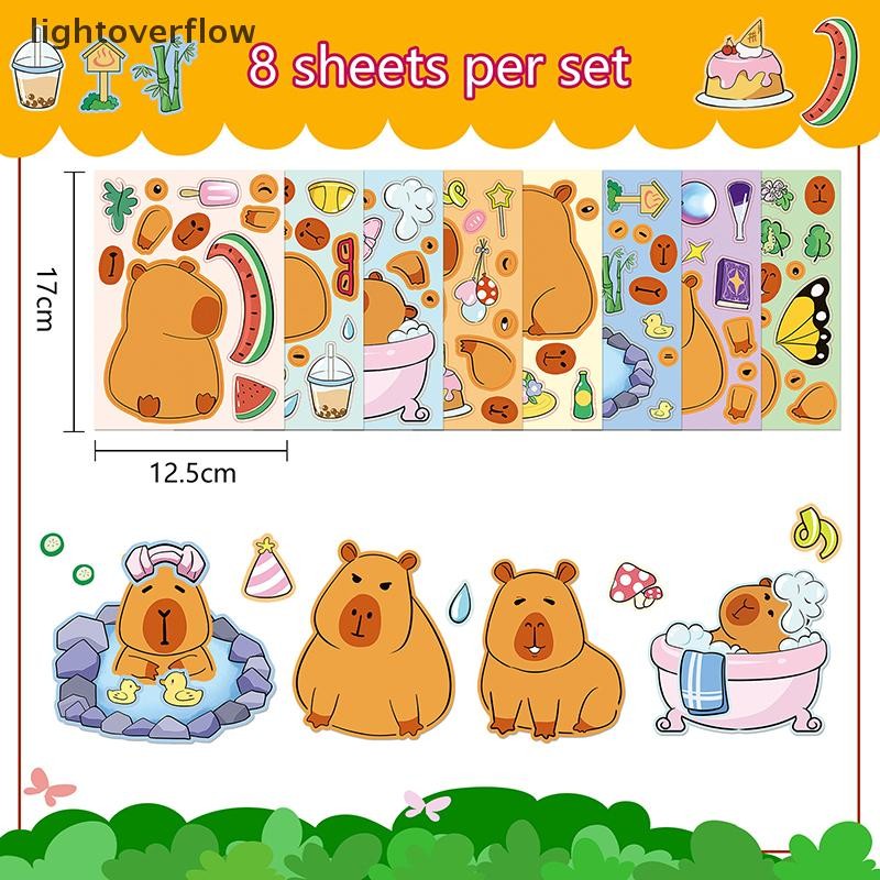 [lightoverflow] 8Sheets Cartoon Cute Capybara Diy Make A Face Stickers ...