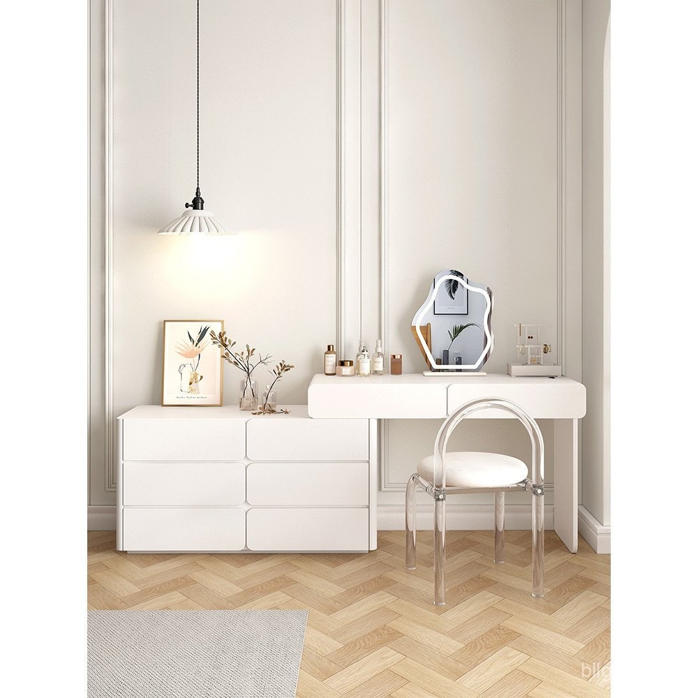 Dressing Table Bedroom Modern Simple Cream Style Master Bed Solid Wood ...
