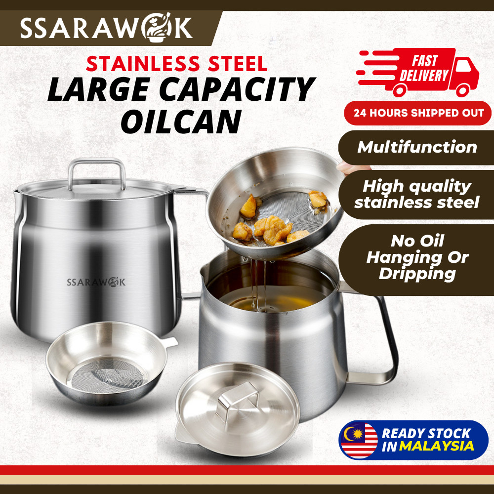 SSARAWOK Cooking Oil Filter Stainless Steel Oil Storage Bekas Minyak ...