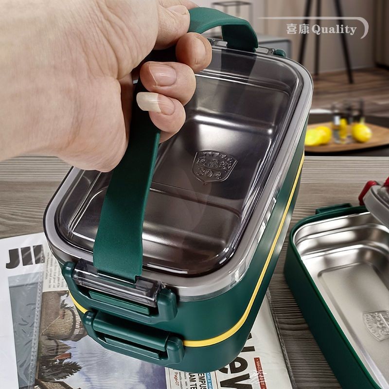 饭盒不锈钢可微波炉用餐盒大容量便当饭盒带盖上班族餐盒保温Lunch box made of stainless steel and ...