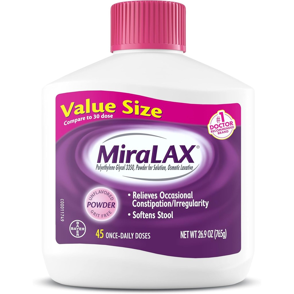 Serbuk Julap Pelepasan Sembelit MiraLAX Lembut, Pelembut Najis dengan ...