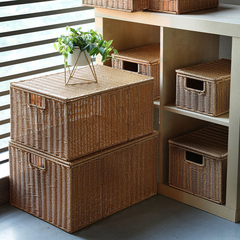 Faux Rattan Storage Basket Food Storage Basket With Handles For ...