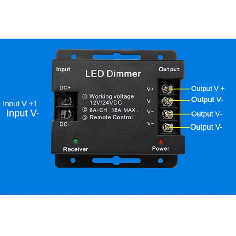 Portable 6 Keys RF LED Touch Strip Light Dimmer LED Monochrome 12-24V ...
