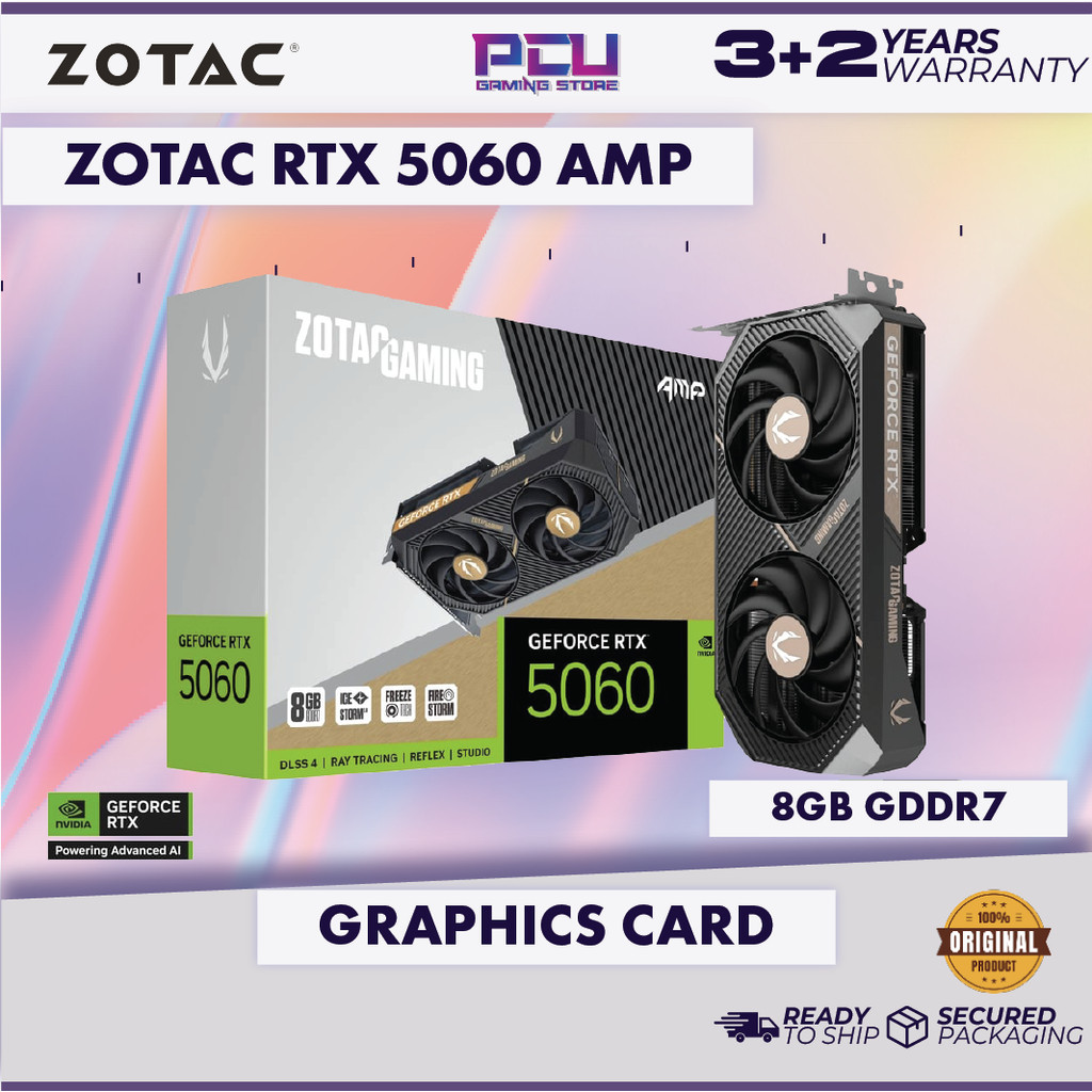 ZOTAC GAMING GEFORCE RTX 5060 AMP 8GB GDDR7 128-BIT GRAPHIC VGA CARD (3 ...