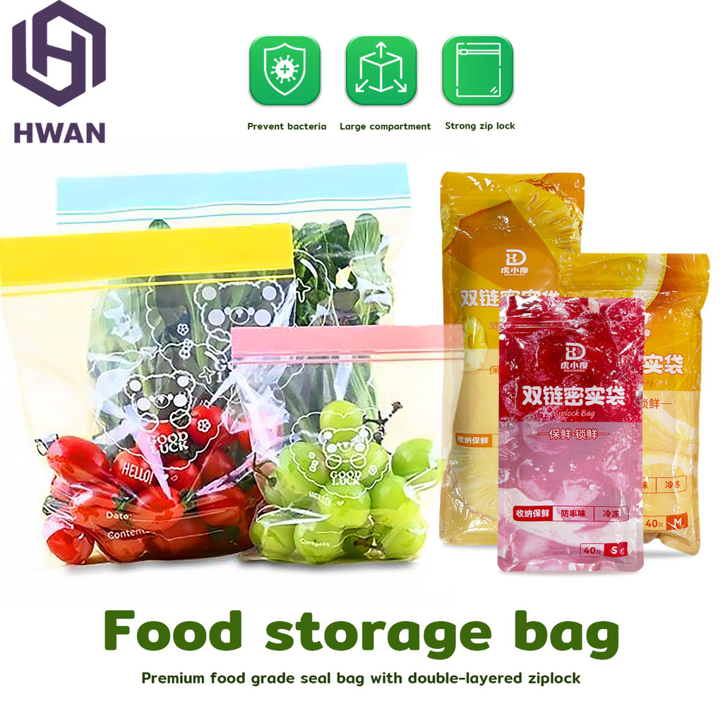 Zipper Reusable Ziplock Pouch Plastic Transparent Poly Bags Fresh Food ...