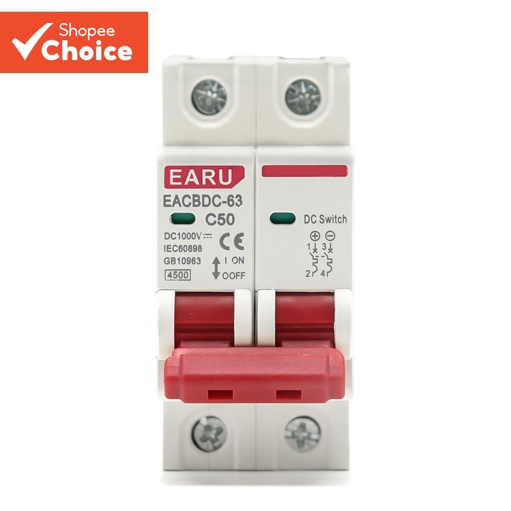 2P DC 1000V MCB Solar Mini Circuit Breaker Overload Protection Switch 6A 10A 16A 20A 25A 32A 40A ...