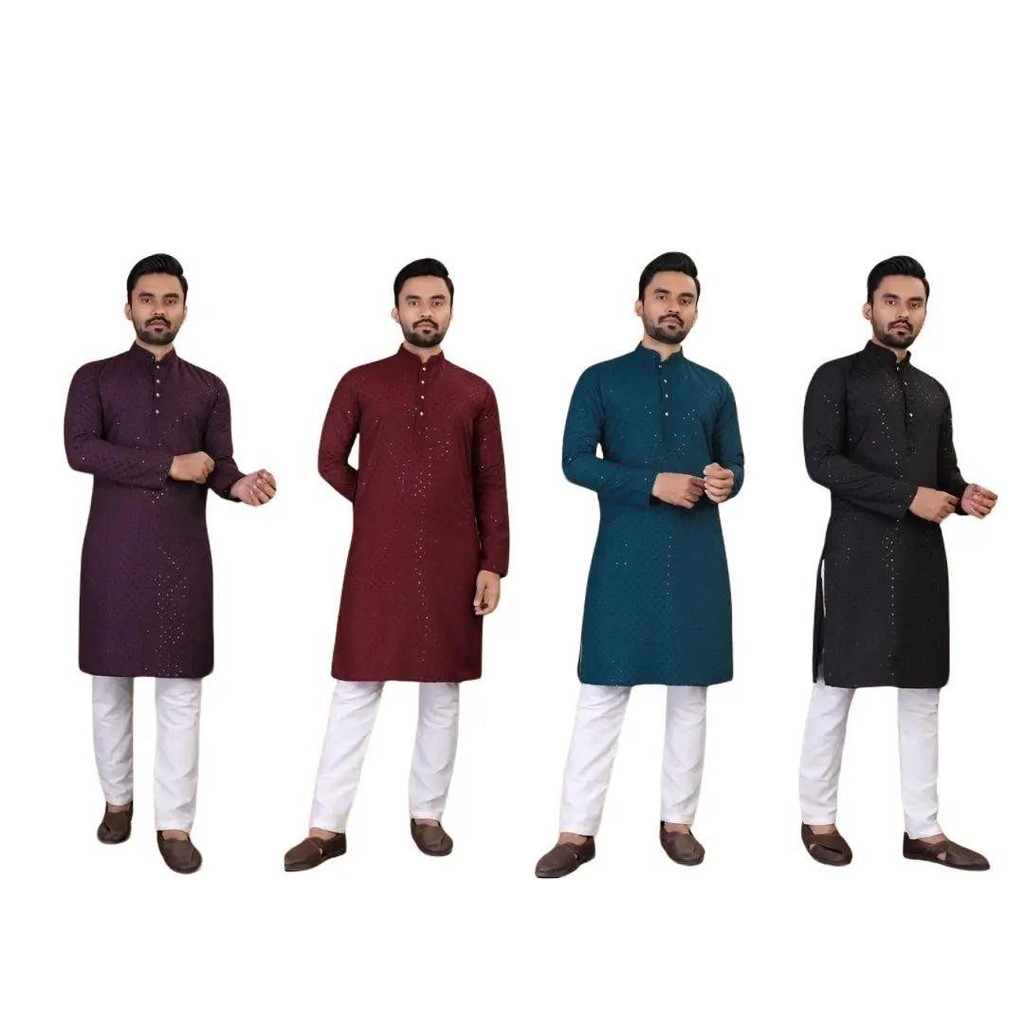 (READY-STOCK) Chikankari Jippa, Mens Long Sleeve Jippa / Kurta | BLACK ...