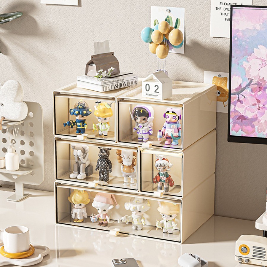 Transparent Figurine Storage Box with Display Cabinet Table Organizer ...