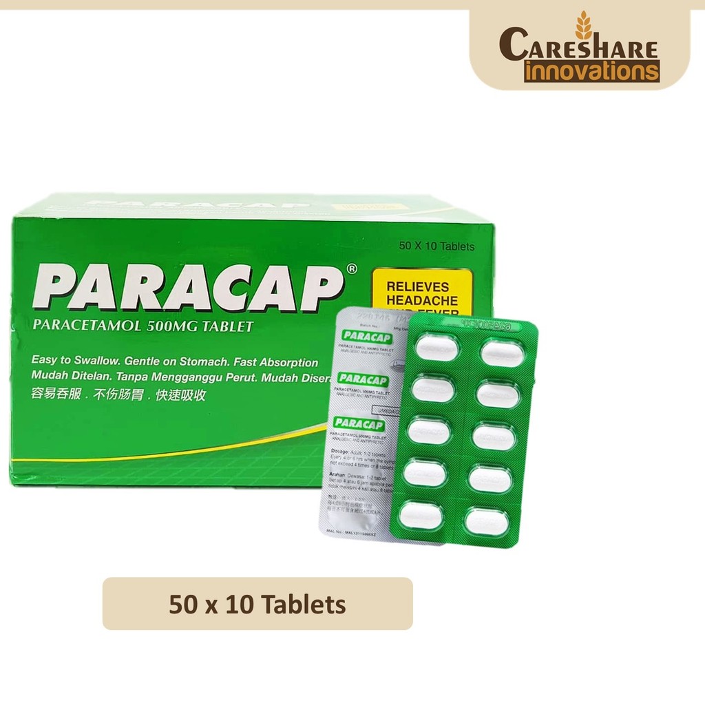Paracap Paracetamol 500mg 50 x 10 Tablets EXP: 02/2028 [ Farmasi CS ...