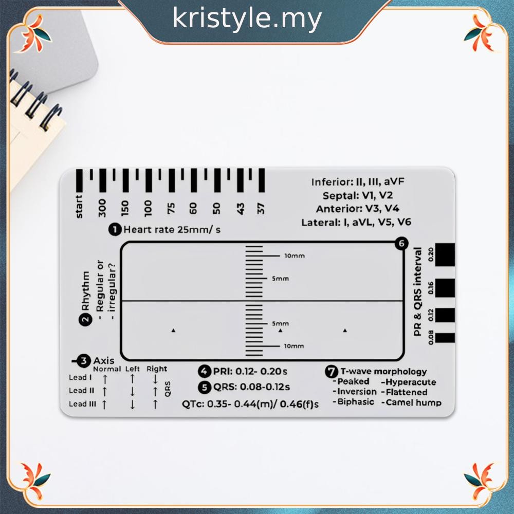 [kristyle.my] ECG 7 Step Ruler Portable Pocket-Sized EKG Measuring Card ...
