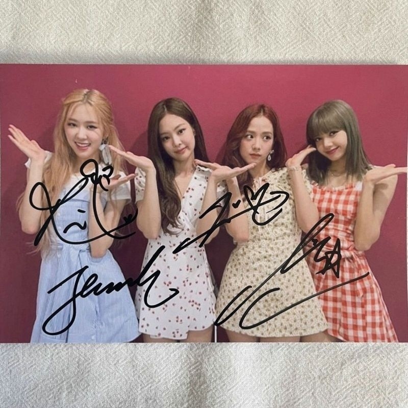 Black Blackpink Autographed License lisa Park Chae Young rose Kim Ji-Ni Jennie Jennie Kim jisoo ...