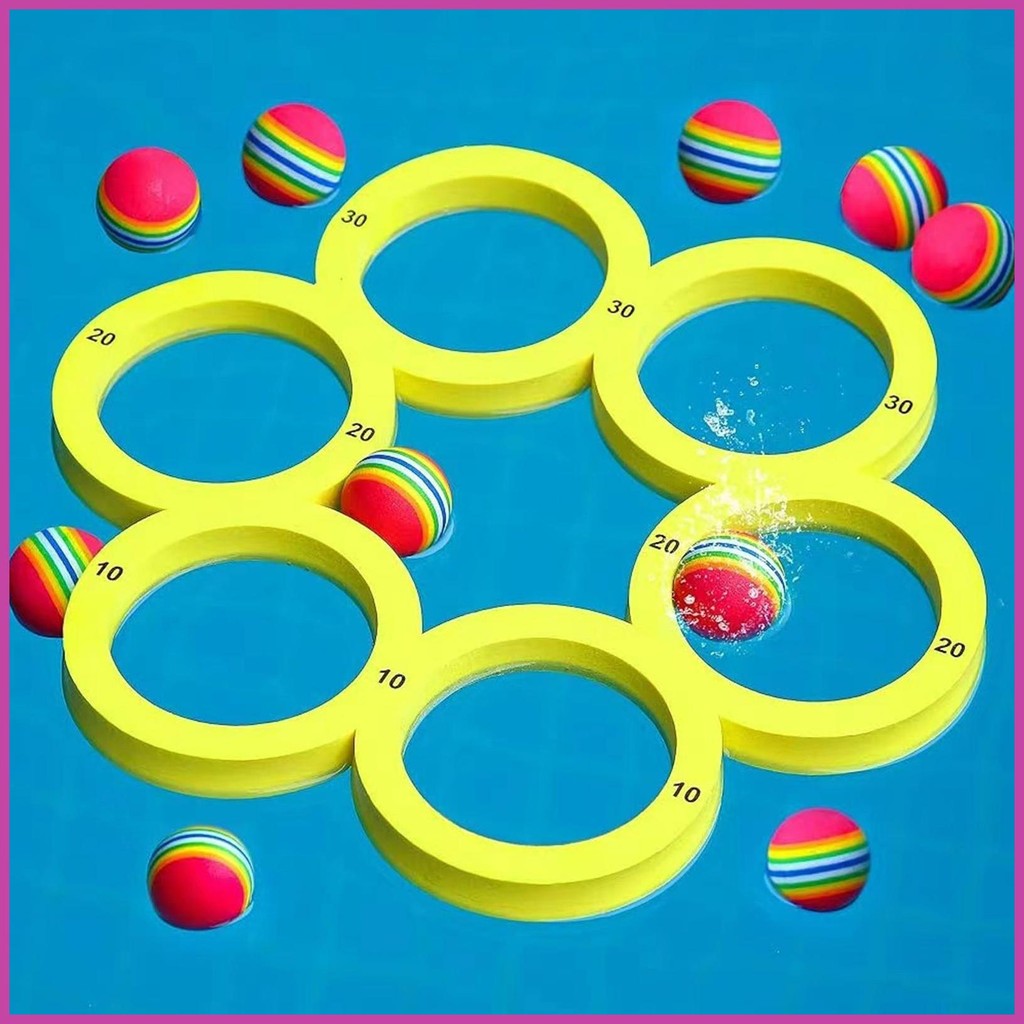 Pool Game Swimming Pool Floating Throwing Game 12 Rainbow Balls ...