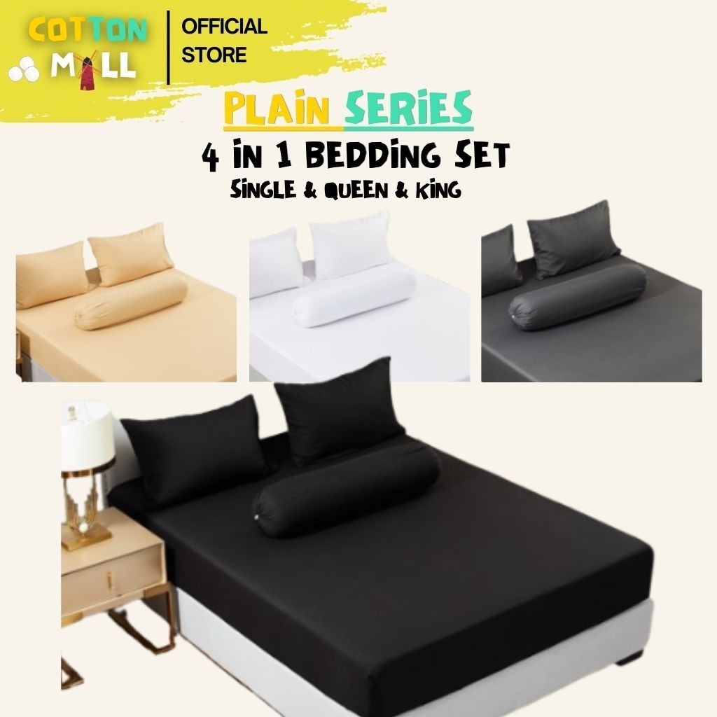 #CDKP 4 in 1 Plain Colors Premium Fitted Bed Sheet Set/ Cadar Tilam ...