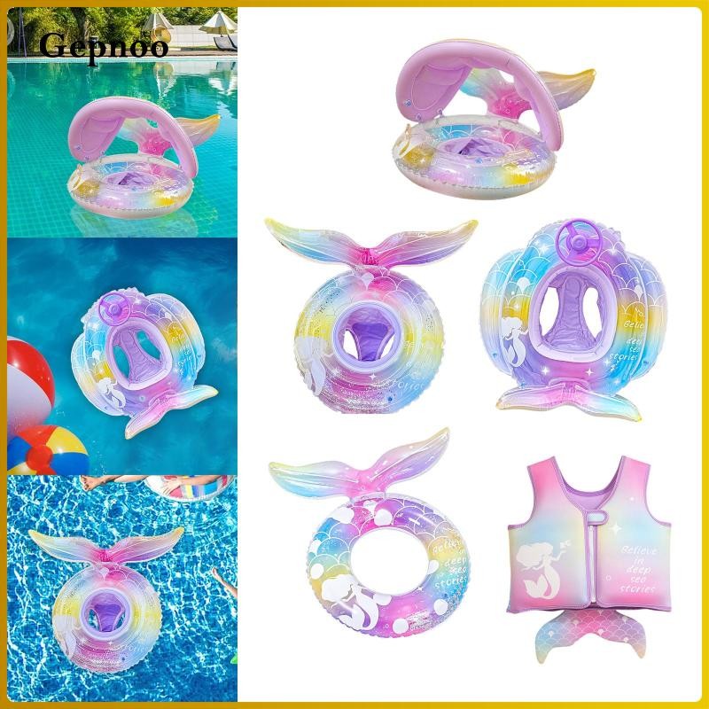 Gepnoo Mermaid Pool Float Water Toy Cute Party Decoration Inflatable ...