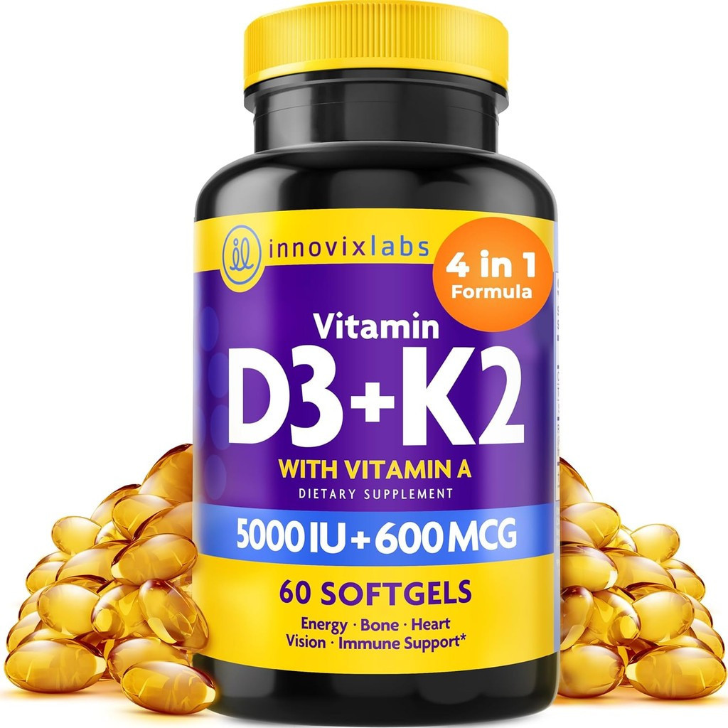 InnovixLabs Vitamin D3 K2-5000 IU Vitamin D3 Plus 600 mcg Vitamin K2 ...