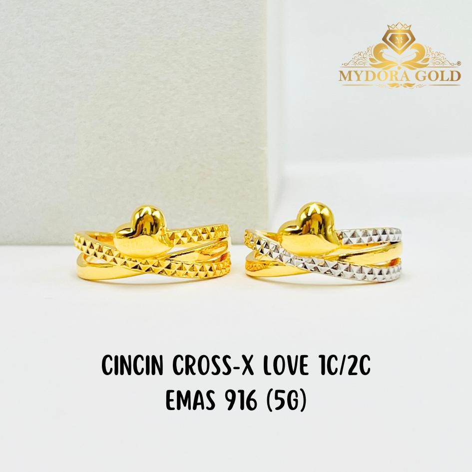 MYDORA Cincin Cross-X Love 1C/2C (5G) l EMAS 916/22K | Shopee Malaysia