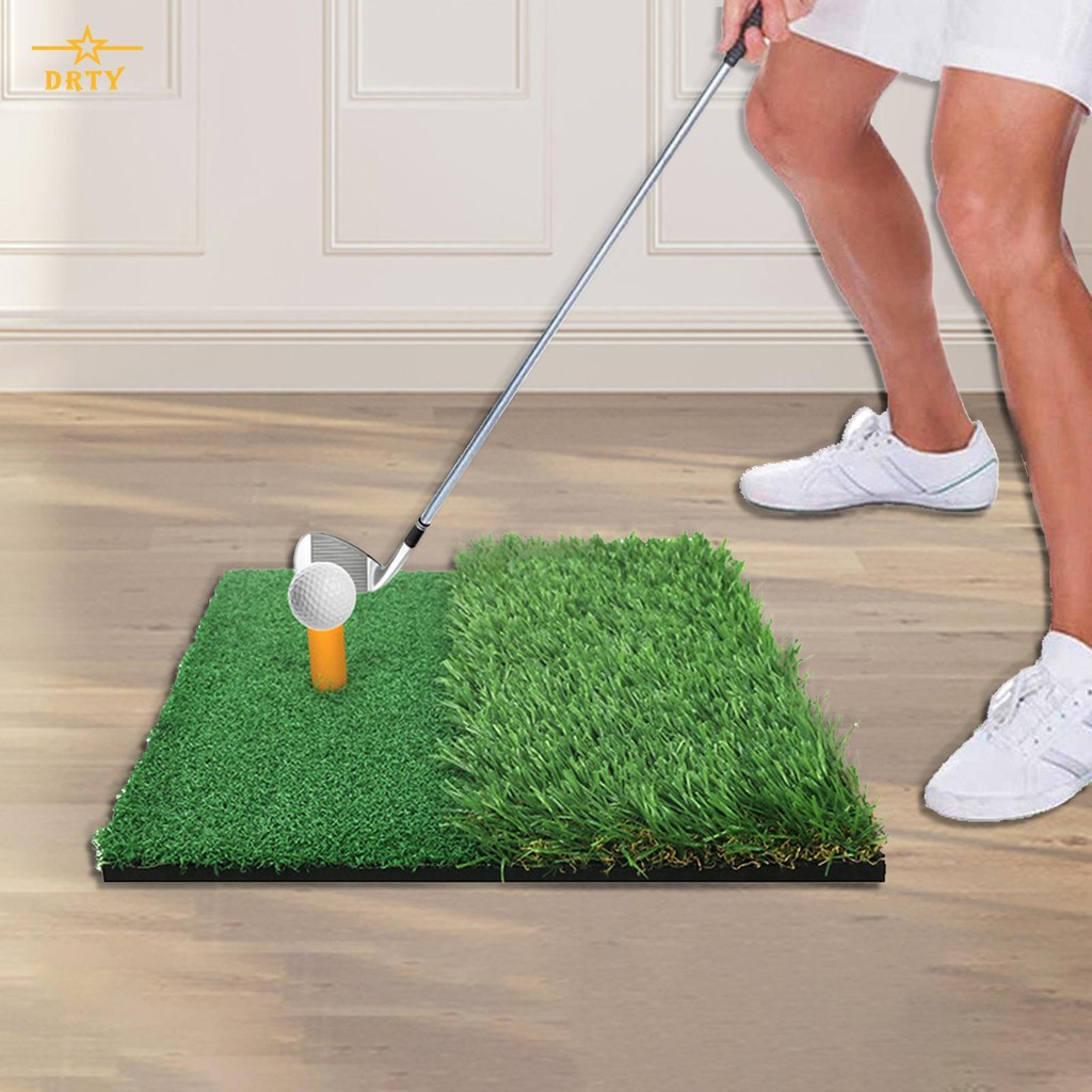Mini Dual-Turf Golf Hitting Mat Golf Practice Mat with 2 Grass Types ...