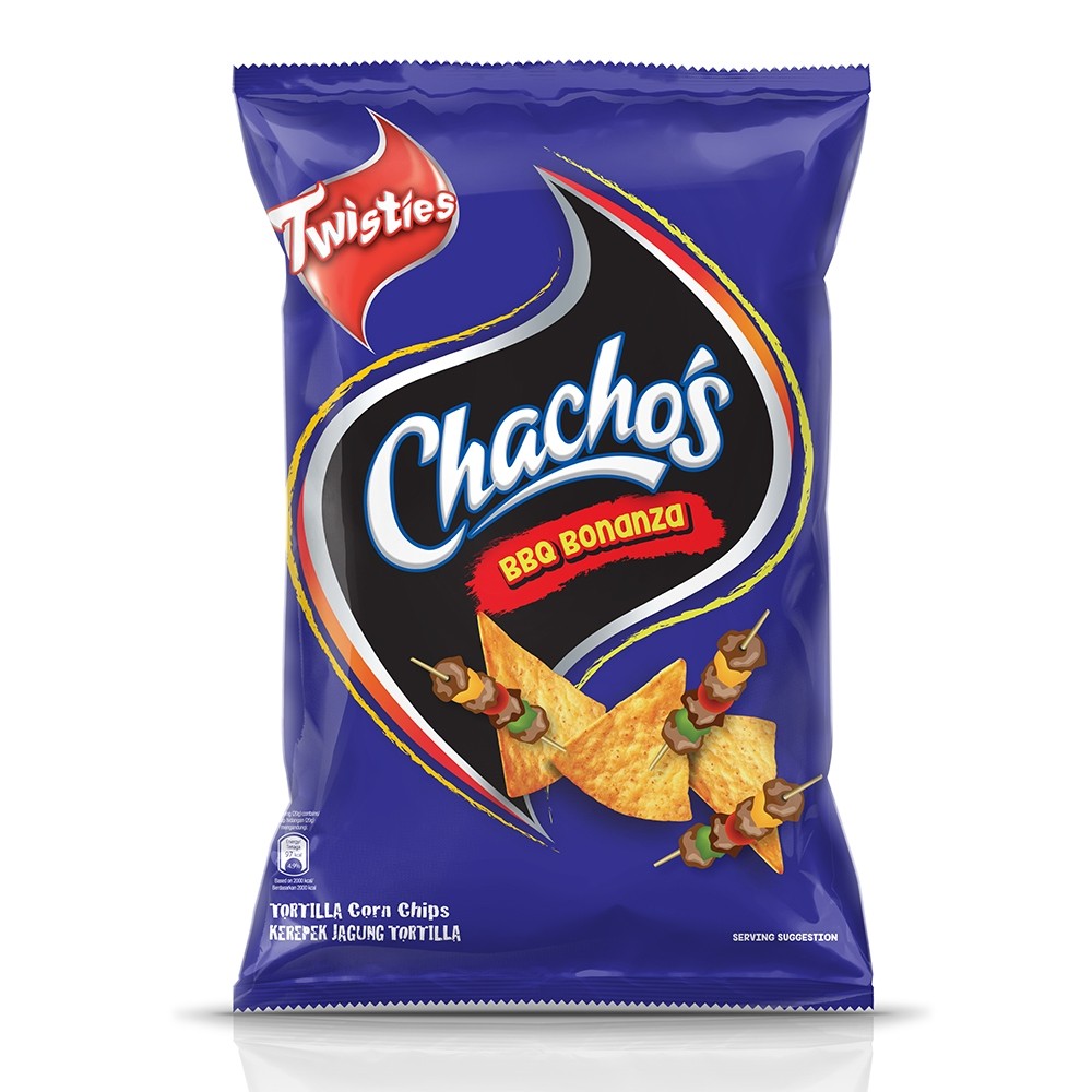 TWISTIES Chacho’s BBQ Bonanza Cheesy Cheese Spicy Curry Tortilla Corn ...