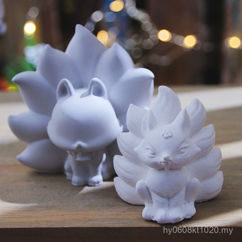 Crystal Epoxy Nine-Tailed Fox Table Jewelry Silicone Mold Cement ...