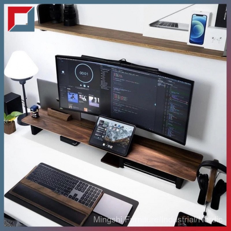 Monitor Stand Black Walnut Gaming Computer Desk Storage Office Desk ...