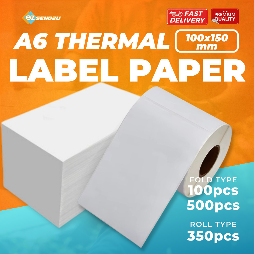A6 Thermal Label Paper AWB Thermal Paper 100x150mm Ready Stock | Shopee ...