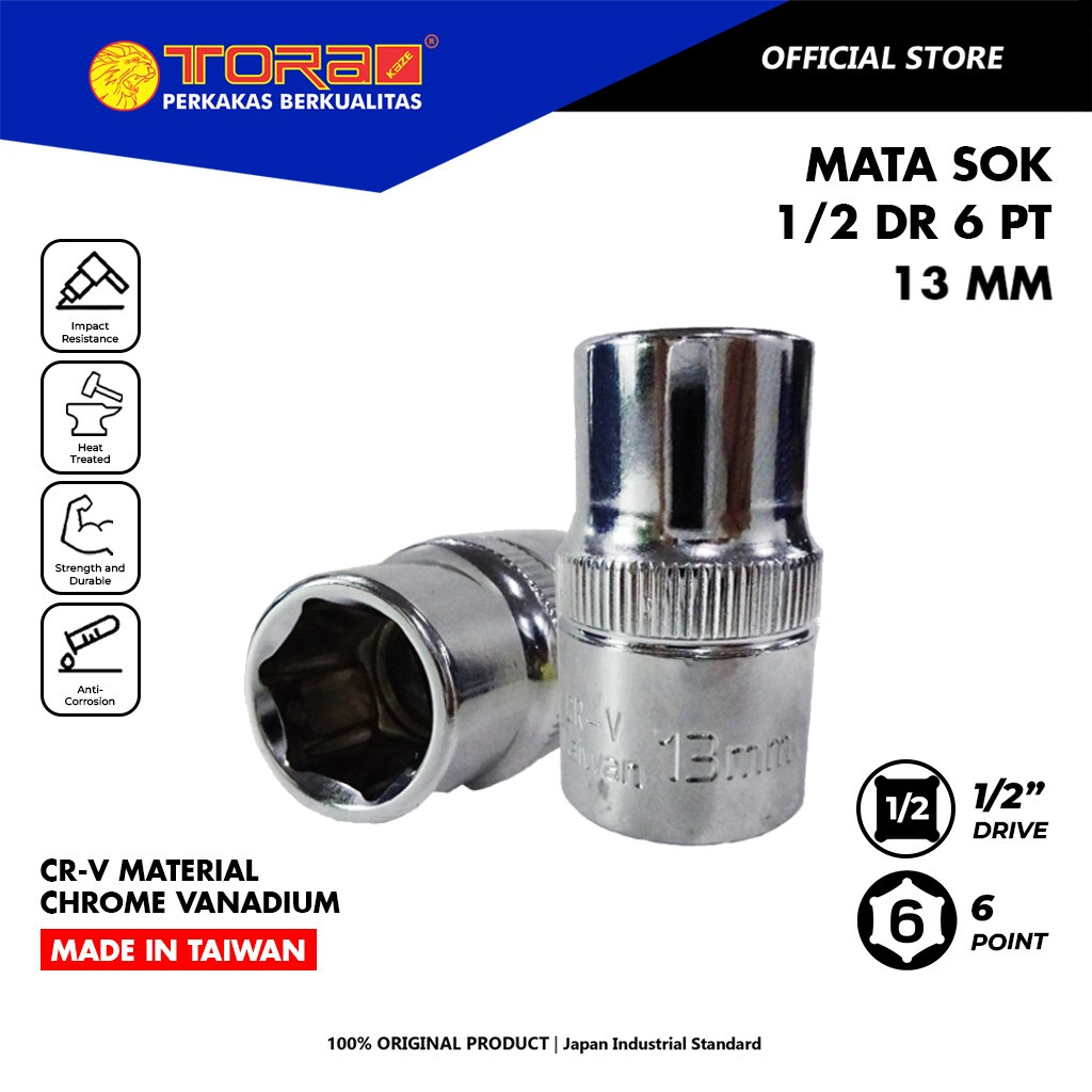 MATA TORA Socket Eye 13 mm 1/2 DR 6 PT - Shock Hand Socket - TAIWAN ...