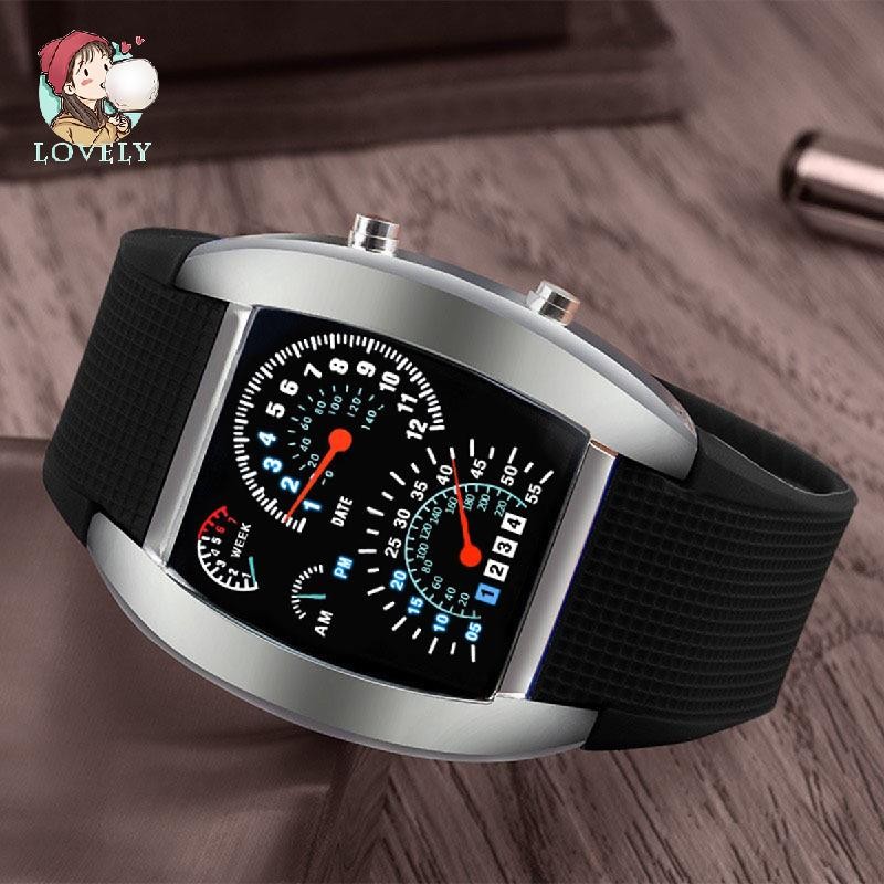 Fan-Shaped Instrument Panel LED Electronic Racing Aviation Watch ...