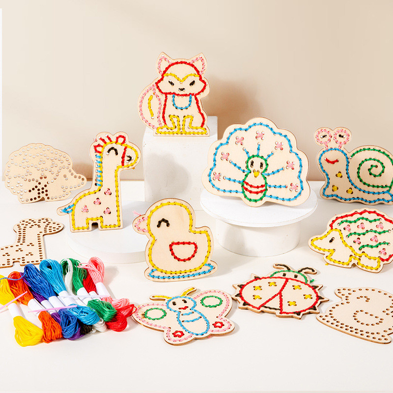 Wooden Lacing Toys Fine Motor Skill Montessori Sensory Toys Sewing ...