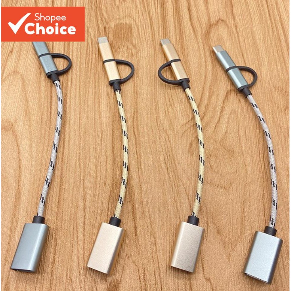 2 in 1 OTG Data Cable Adapter Cable Nylon Braided Cable Micro/Type C ...