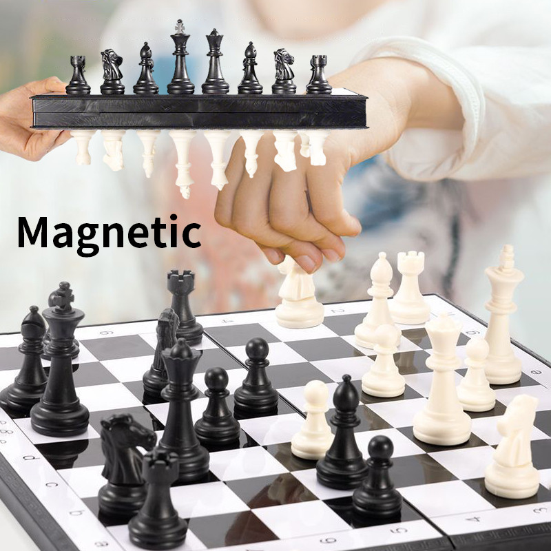 Chess Set Board Wooden Magnetic Foldable Chess Board Portable Papan ...
