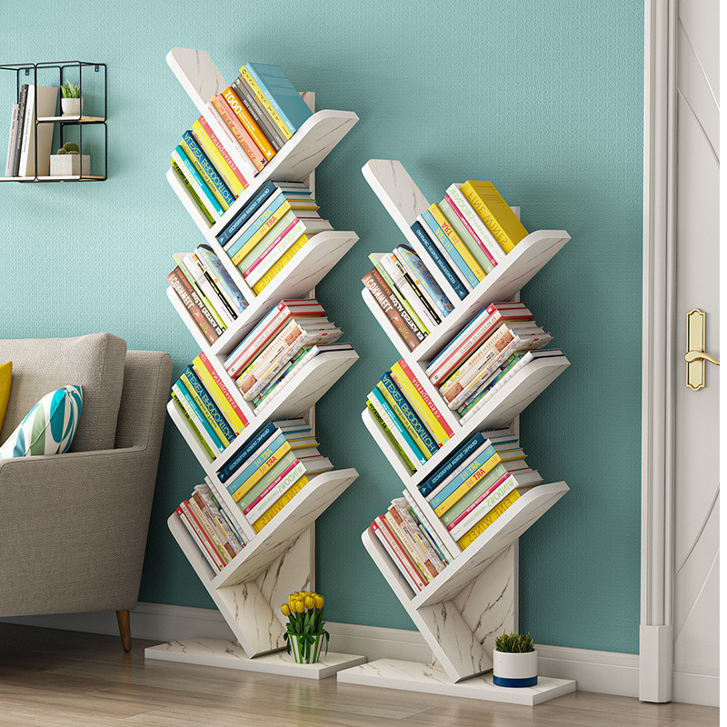 NILOR Tree-shaped bookshelf desktop Storage Rack simple shelf student ...