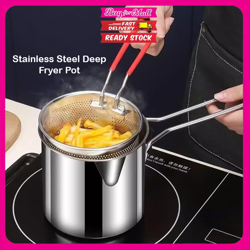 Deep Frying Pot Kitchen Fryer With Strainer Stainless Steel Fryer Pan ...