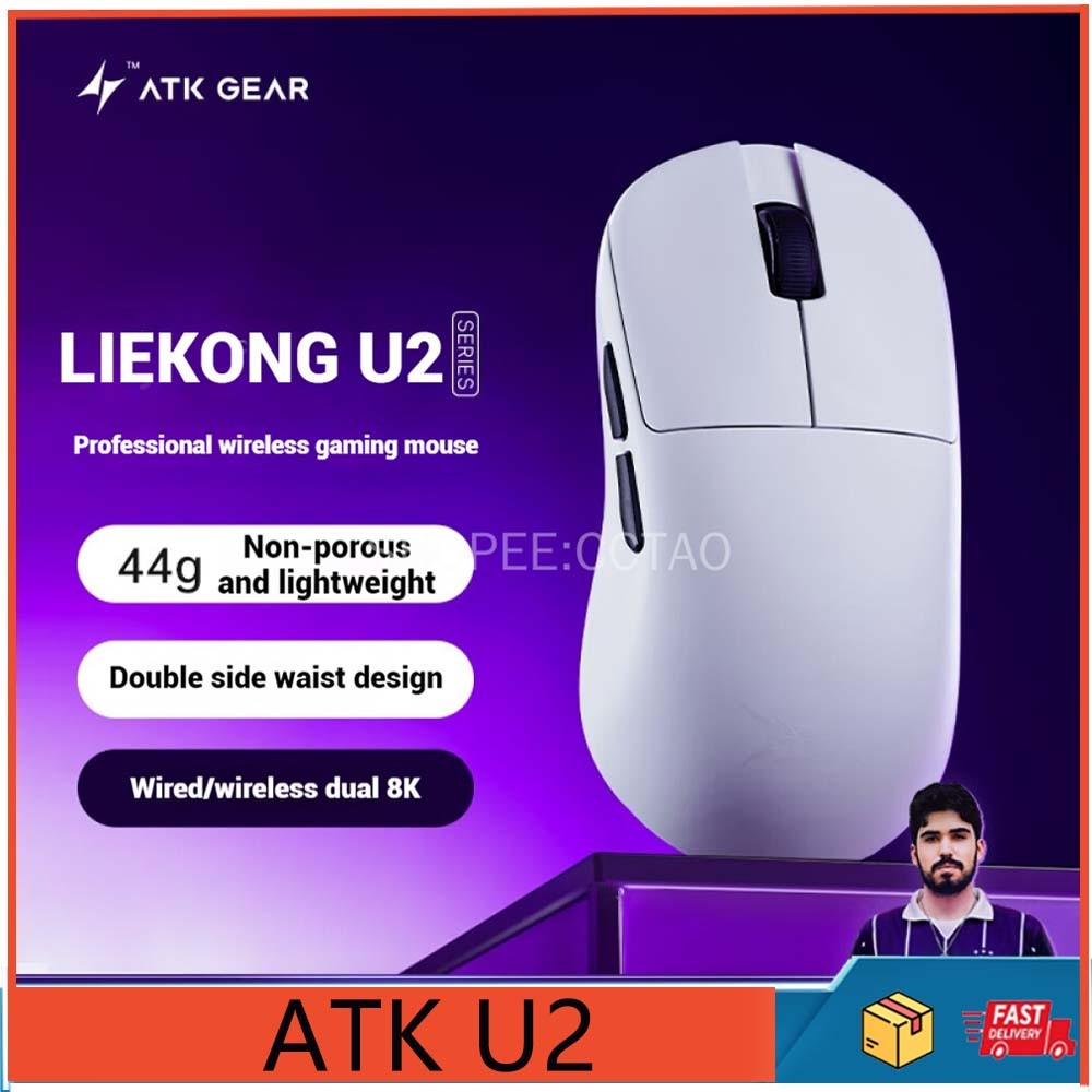 ATK U2 three mode lightweight PAW3950 symmetrical design double 8K video game mouse | Shopee ...